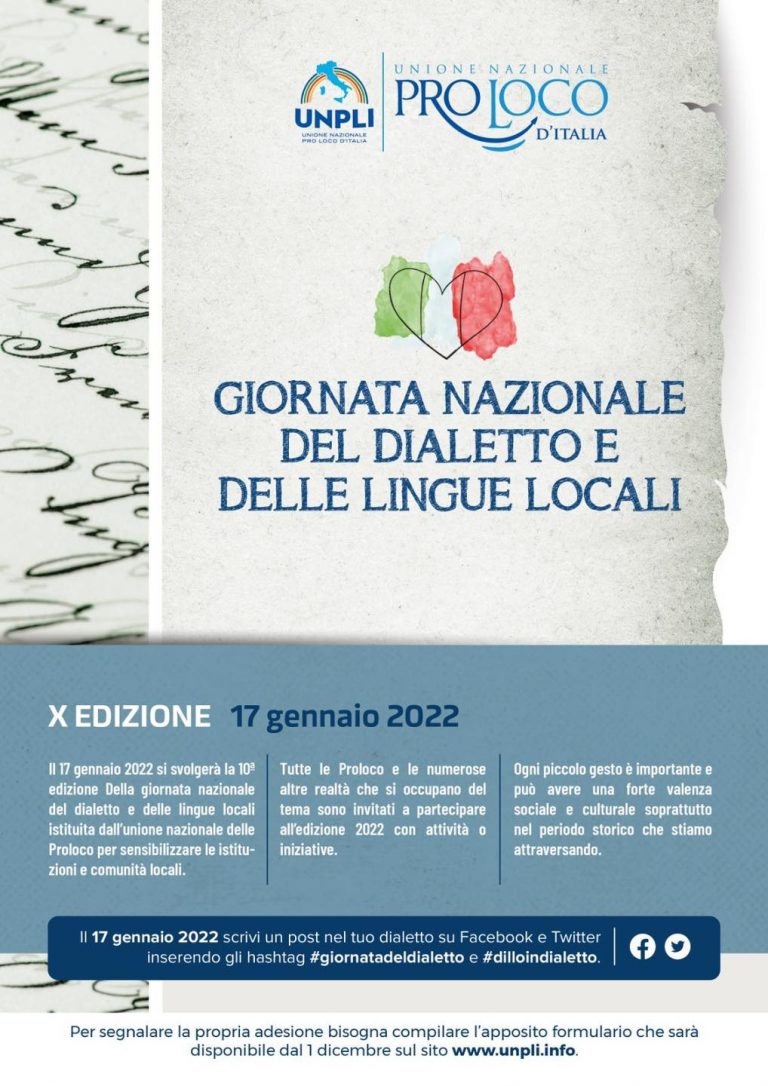 Giornata Nazionale del dialetto e delle lingue locali. Lunedì 17 la ...